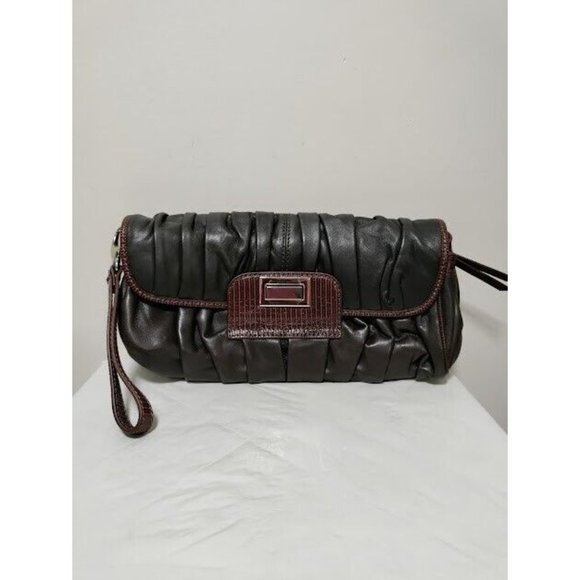 Sondra Roberts | Bags | Sondra Roberts Ruched Leather Chocolate Brown ...